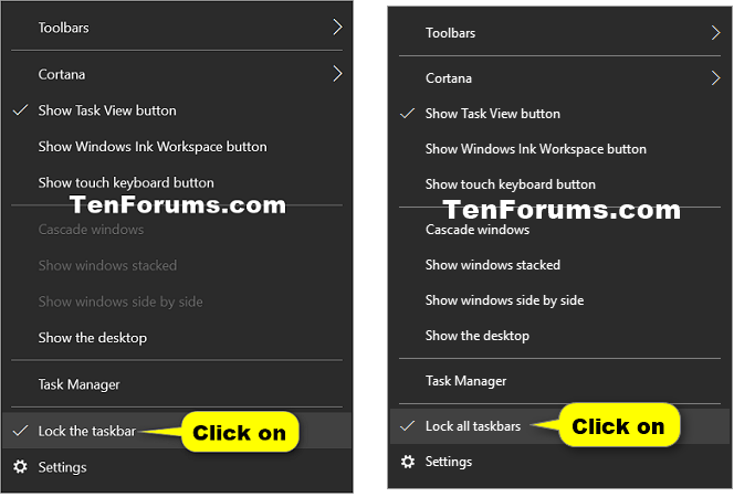 Taskbar - Lock or Unlock in Windows 10 - Windows 10 Customization Tutorials Taskbar - Lock or Unlock in Windows 10 - Windows 10 Customization Tutorials